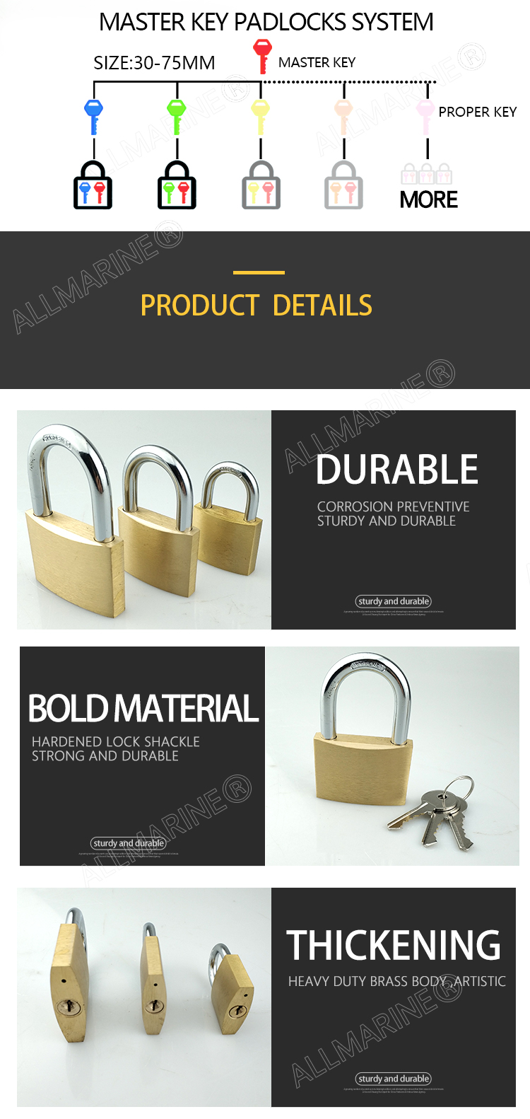Brass master keyed padlock--ALLMARINE,deck scaling machine, marine ...
